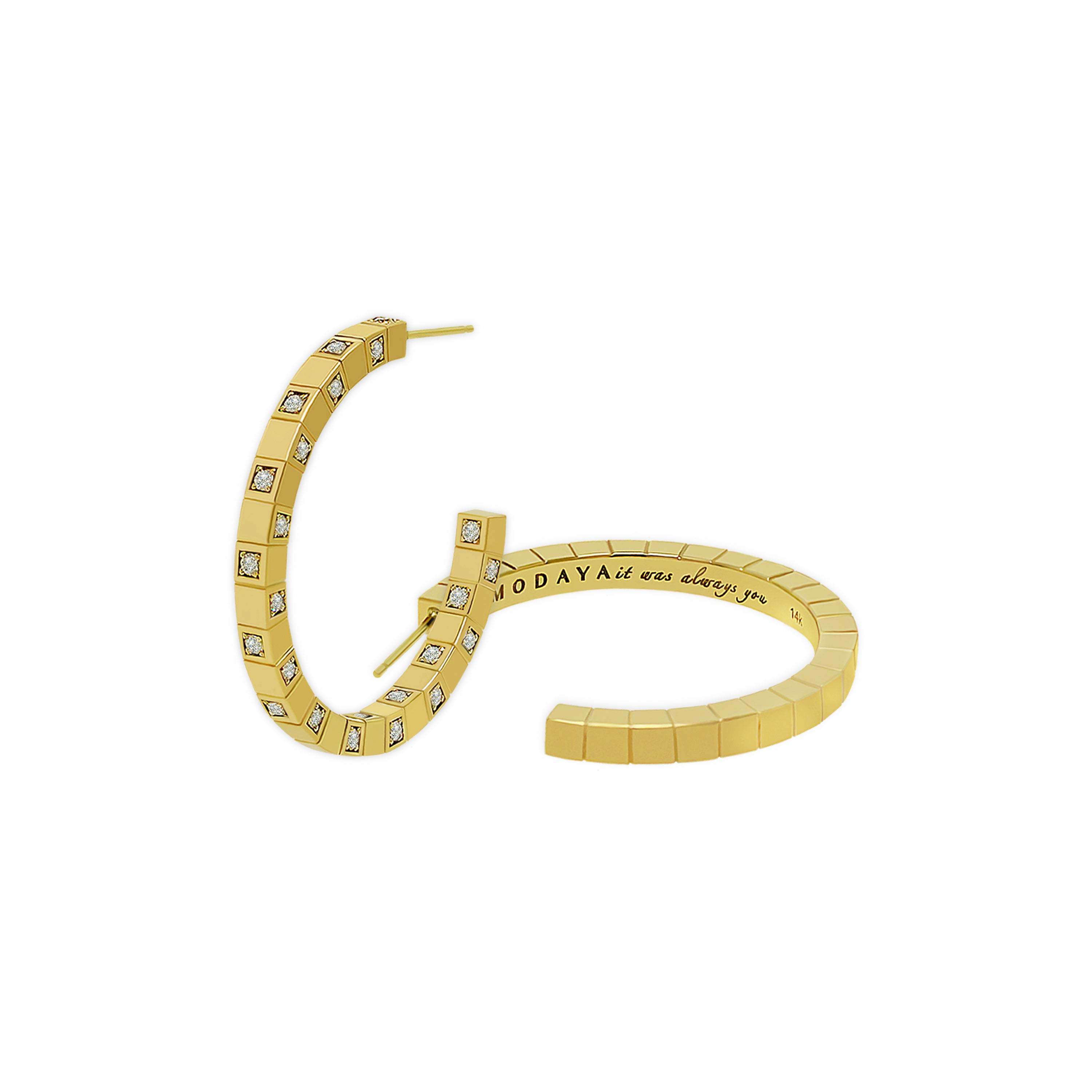 IWAY Gold Diamond Studded Hoops – Modaya